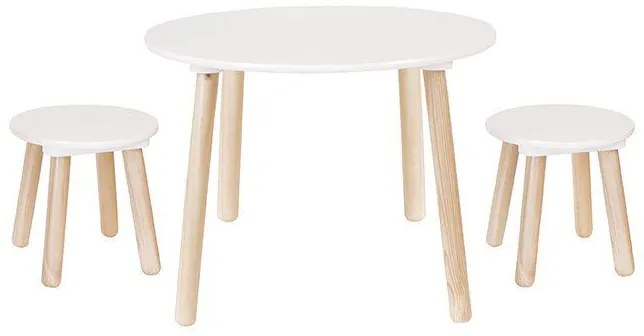Dětský dřevěný stůl se dvěma židlemi – bílá
