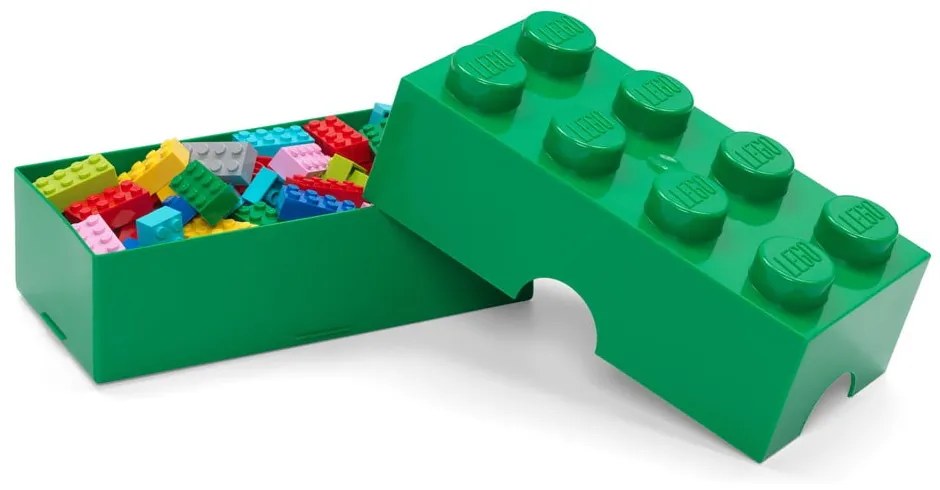 Tmavě zelený plastový dětský úložný box 20x10x7 cm – LEGO®