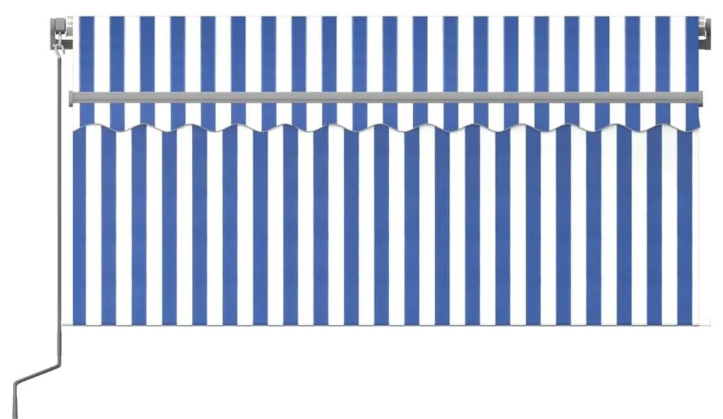vidaXL Ručně zatahovací markýza s roletou 3 x 2,5 m modrobílá