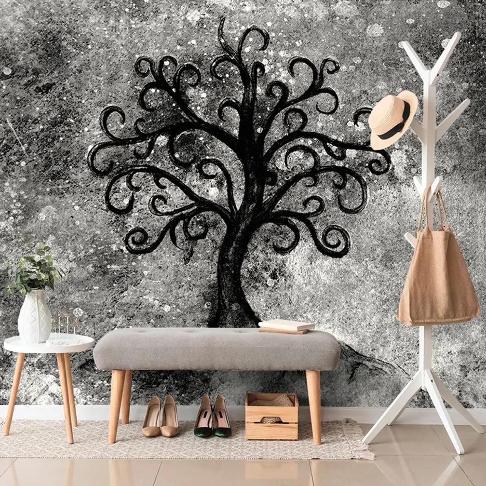 Samolepící tapeta černobílý strom života - 225x150 cm