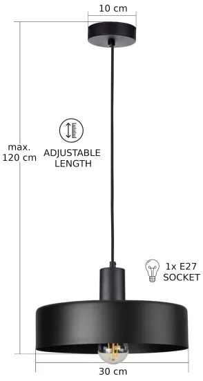 Lustr na lanku ARCANE 1xE27/60W/230V černá