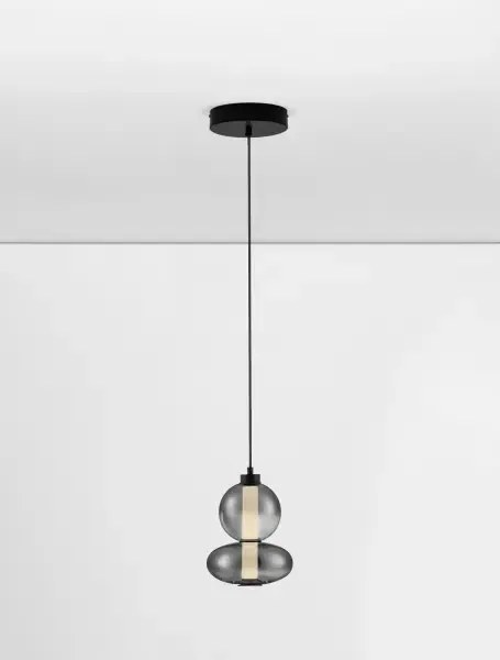 LED stmívatelný černo-šedý moderní lustr Bally