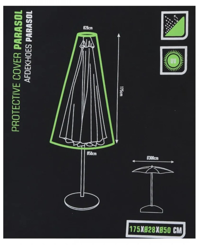 Ochranný obal na zahradní slunečník SUN 175 cm černý