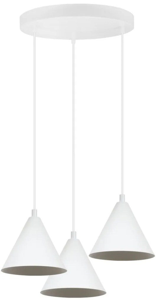 Závěsné svítidlo Soho, 3x bílé kovové stínítko, (fi 14cm),