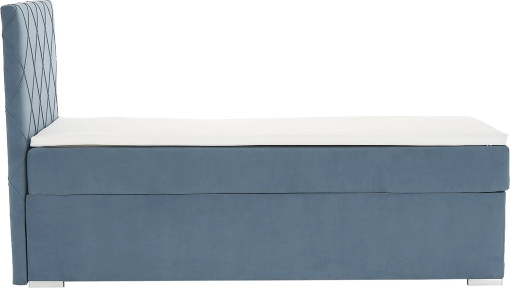 Boxspringová postel, jednolůžko, modrá, 90x200, pravá, PAXTON