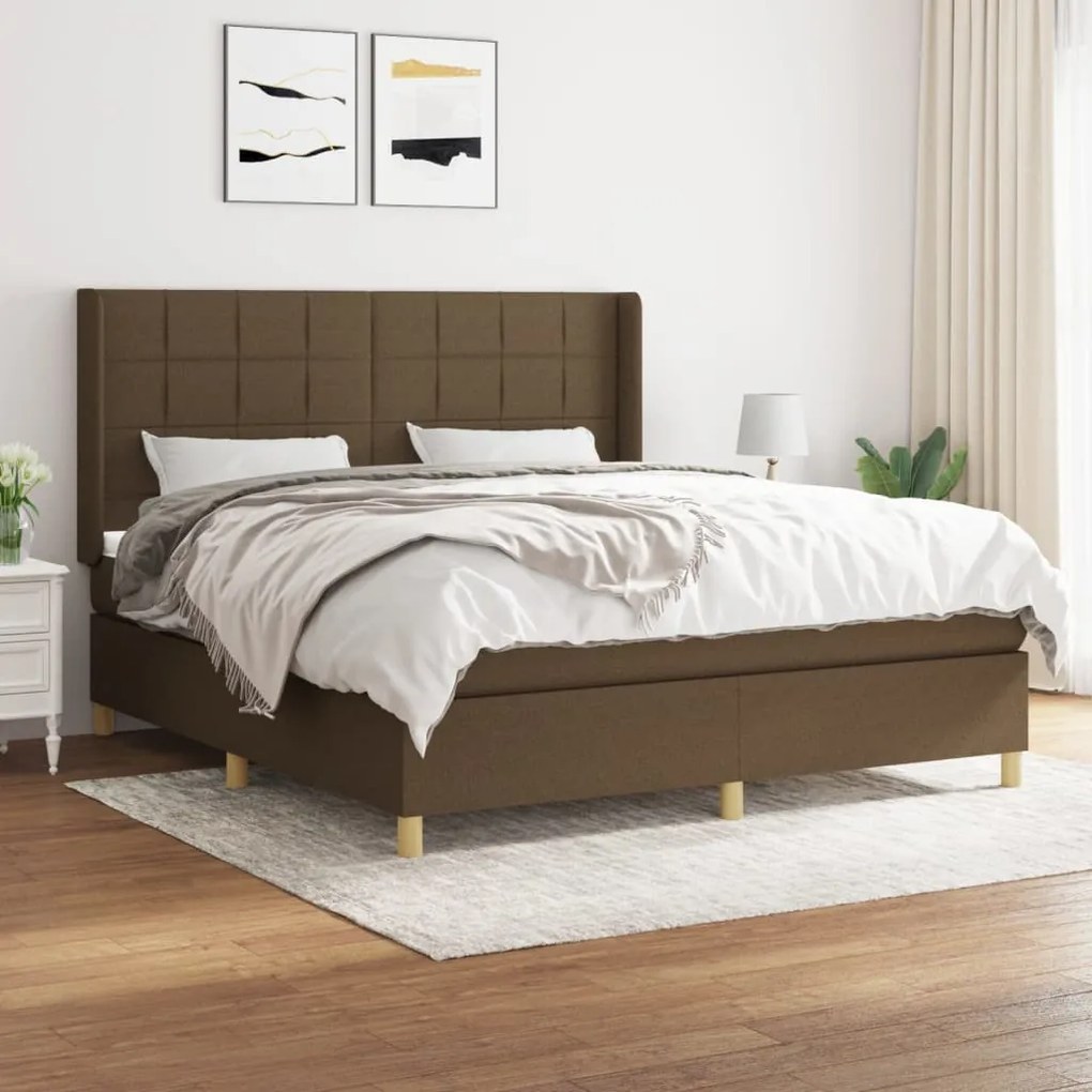 Box spring postel s matrací tmavě hnědá 160x200 cm textil 3132004