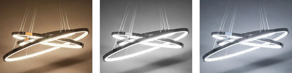 Toolight Toolight, LED křišťálové svítidlo 70x40,5cm, APP771-3CP, stříbrná, OSW-05022
