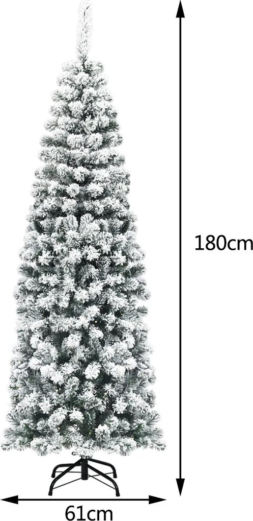 Costway 180 cm umělá tužka vánoční stromeček se zapáleným skládacím vánočním