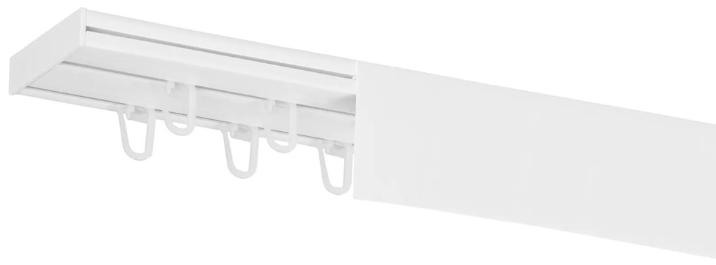 Dekodum Stropní kolejnice z PVC dvouřadá bílá s krytem Délka: 340 cm, Typ přichycení: háčky