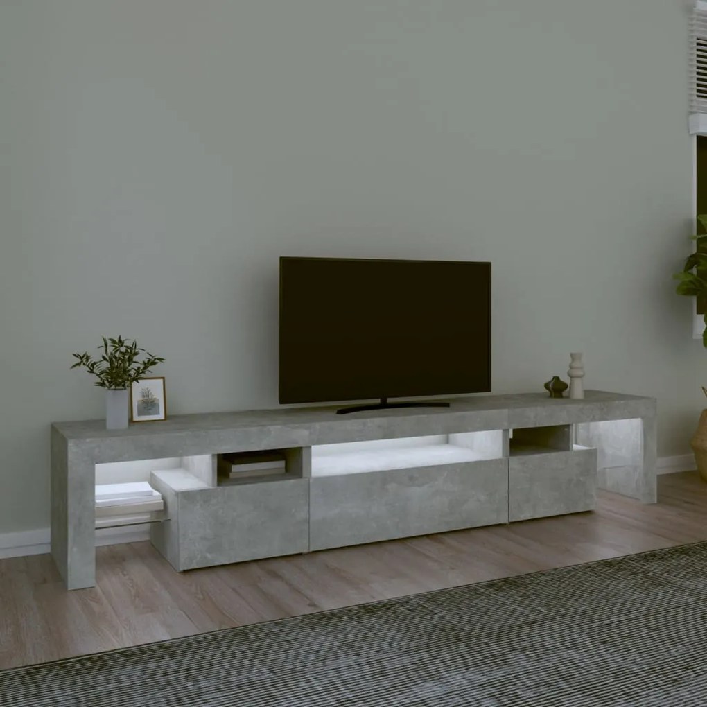 TV skříňka s LED osvětlením betonově šedá 215x36,5x40 cm 3152797