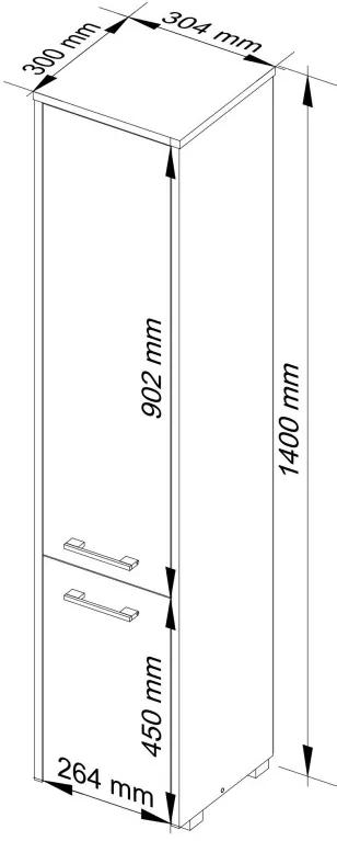 Koupelnová skříňka Fin I 30 cm bílá/stříbrná lesk