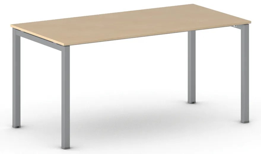 Jednací kancelářský stůl PRIMO SQUARE, 160x80 cm, šedostříbrná podnož, buk