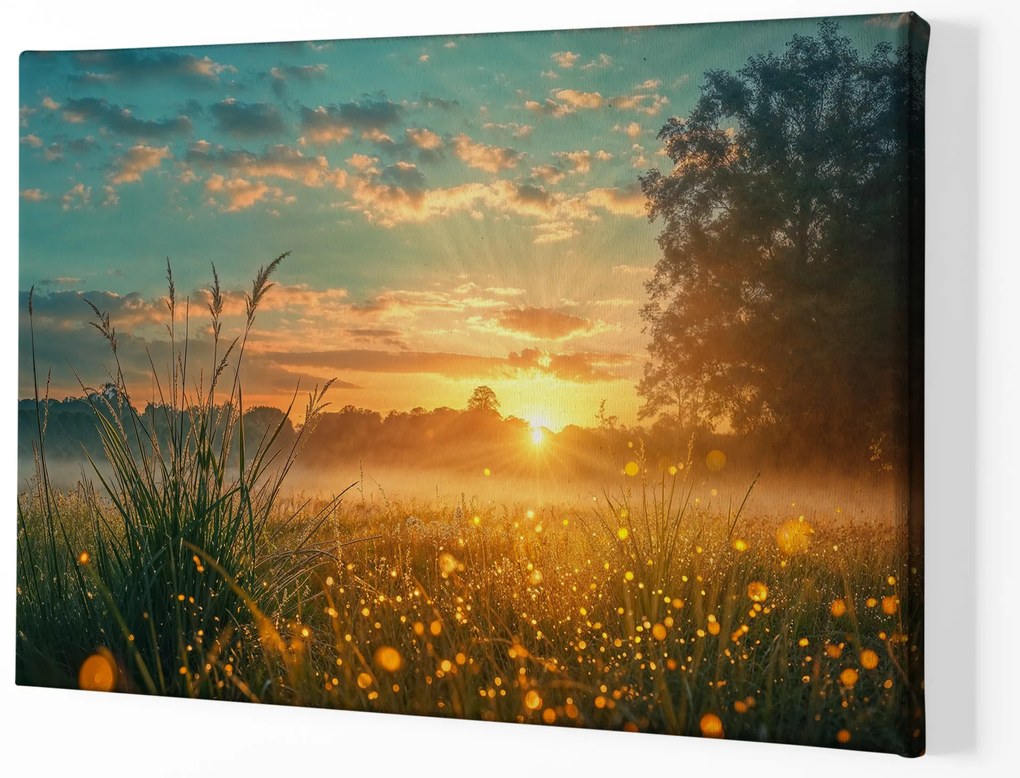 Obraz na plátně - Už se smráká nad loukou FeelHappy.cz Velikost obrazu: 60 x 40 cm