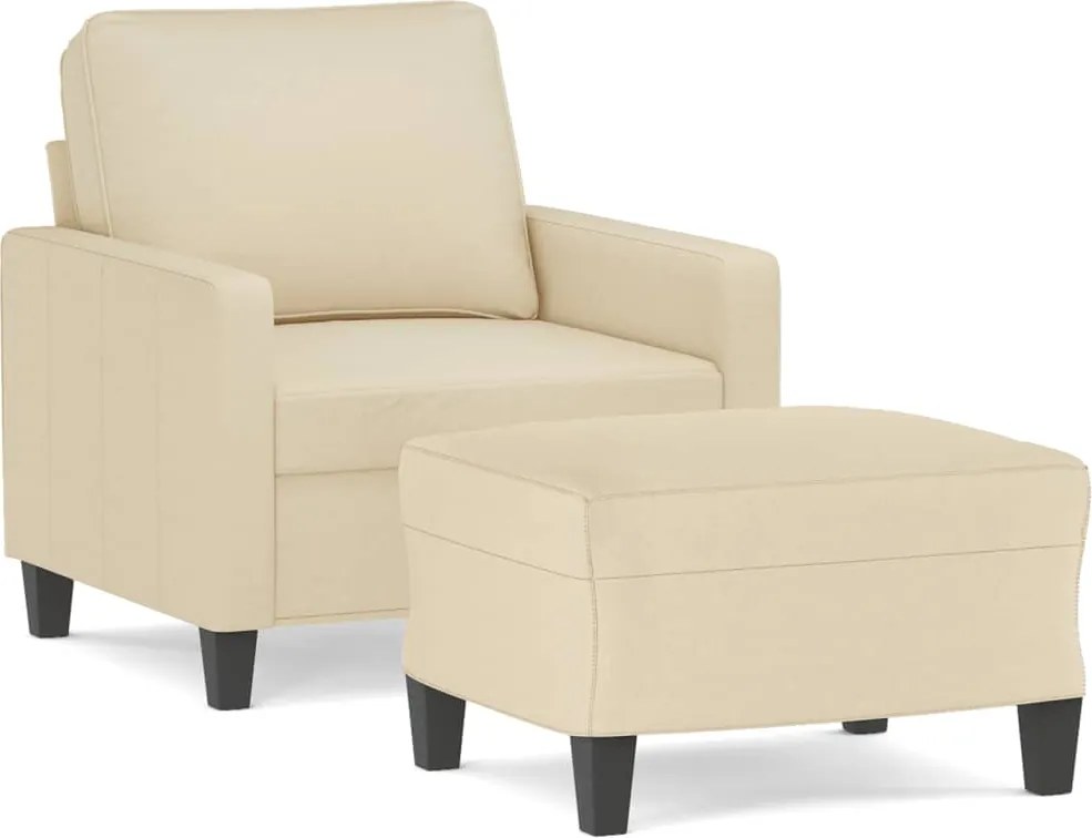 Křeslo s podnožkou krémové 60 cm textil 3201031
