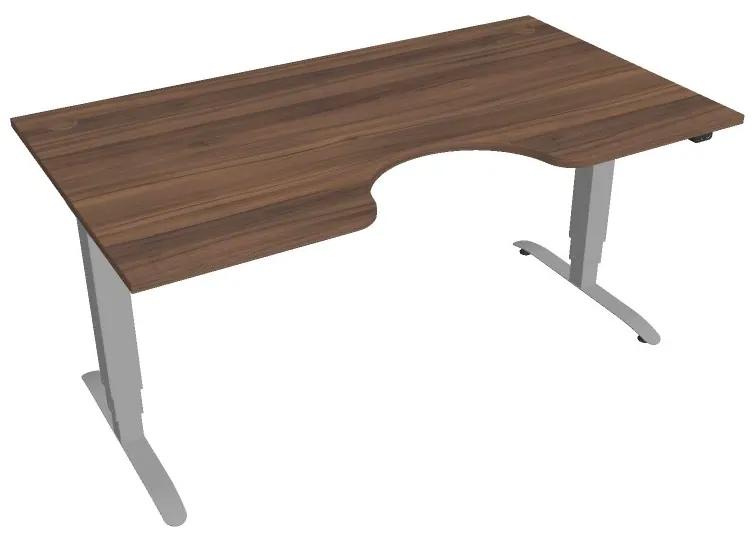 Hobis Motion Elektr. nastavitelný stůl 160x90 - HOBIS ERGO MOTION MSE 3 1600 Dekor stolové desky: ořech, Barva kovové podnože: stříbrná