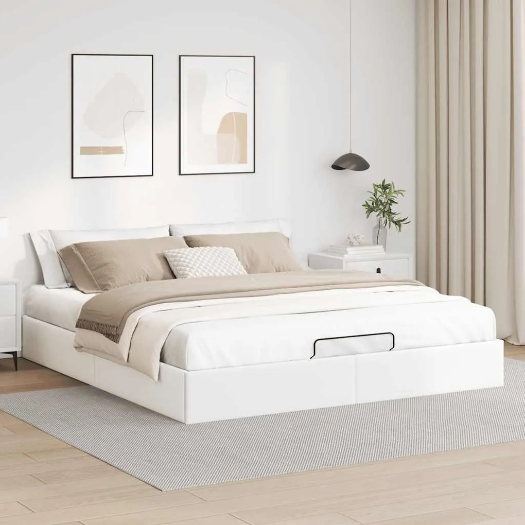 Osmanský rám postele bez matrace bílý 160x200 cm umělá kůže 3310810
