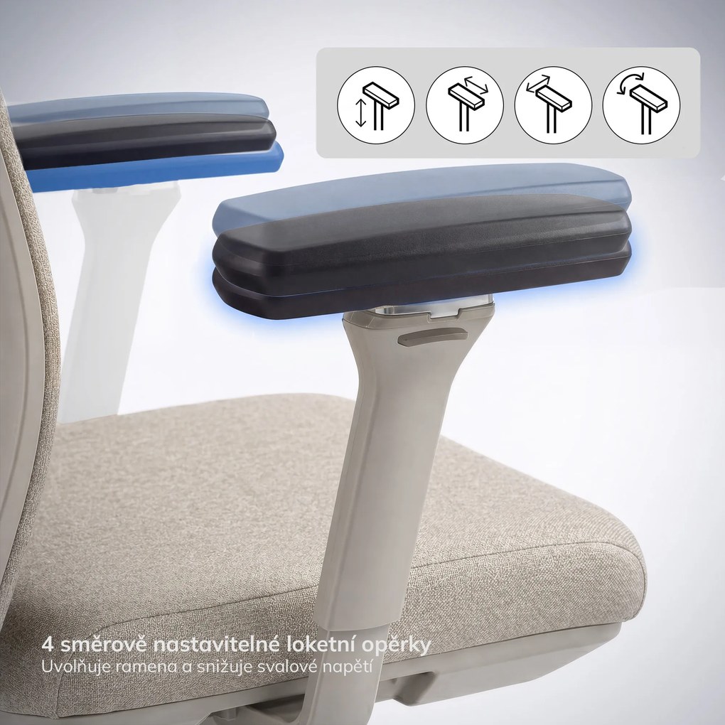 Ergonomická otočná kancelářská židle, světle béžová: VECTOR