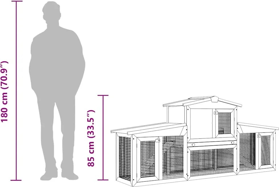 vidaXL Marketos Velká venkovní králíkárna červeno-bílá 201 x 45 x 85 cm dřevo