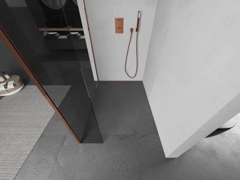 Mexen Kioto, sprchový kout typ Walk-in 90 x 30 cm, 8mm čiré sklo, profil růžové zlato, 800-090-212-60-00-030