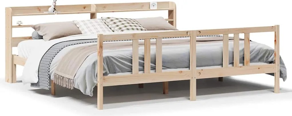 Rám postele s čelem 200 x 200 cm masivní borové dřevo 3306718