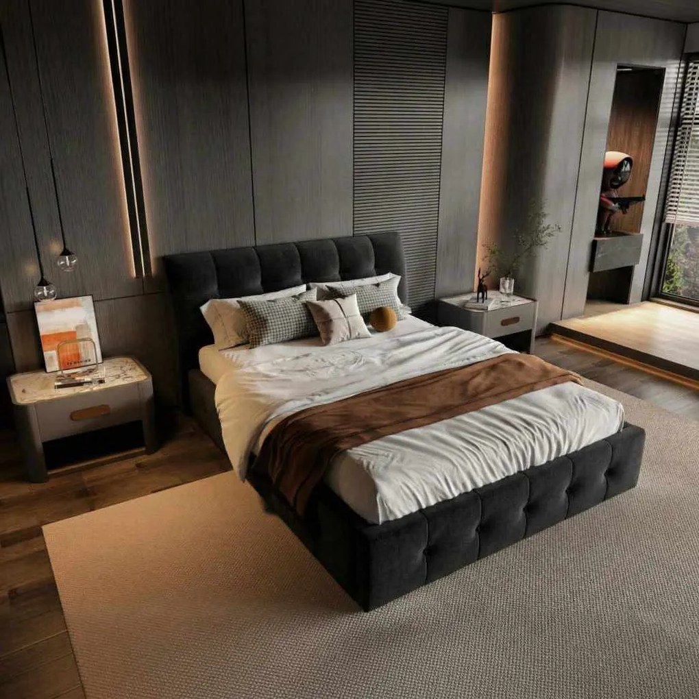 MOS Čalouněná postel LETTO Vogue 160x200 cm Barva látky Vogue: Tmavě šedá (Vogue 15)