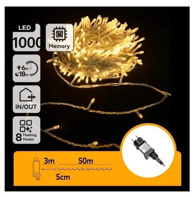 Aigostar - LED Venkovní vánoční řetěz 1000xLED/6W/230V 50m IP44 teplá bílá