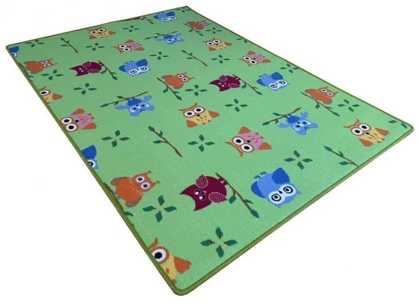 Vopi Dětský koberec Sovička 5261 zelená 200 x 200 cm
