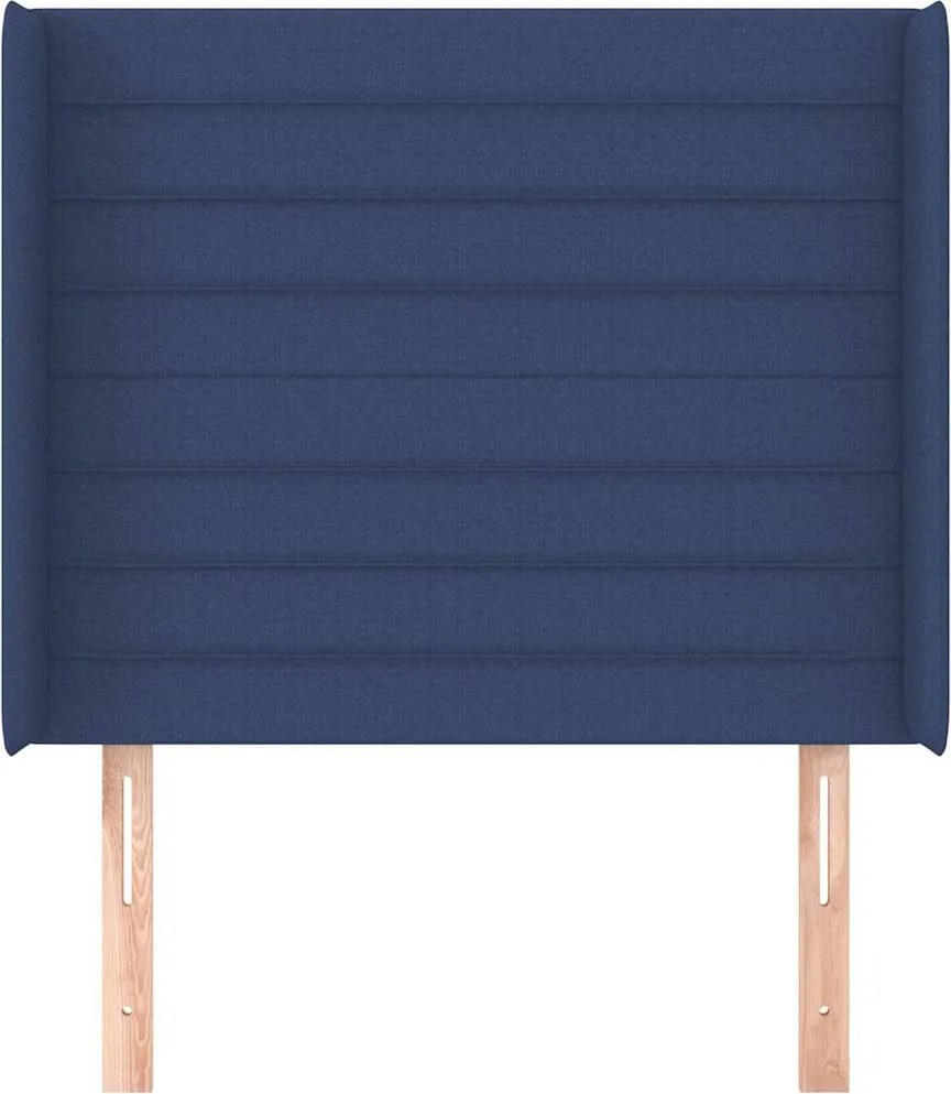 Čelo postele typu ušák modré 93x16x118/128 cm textil 3119708