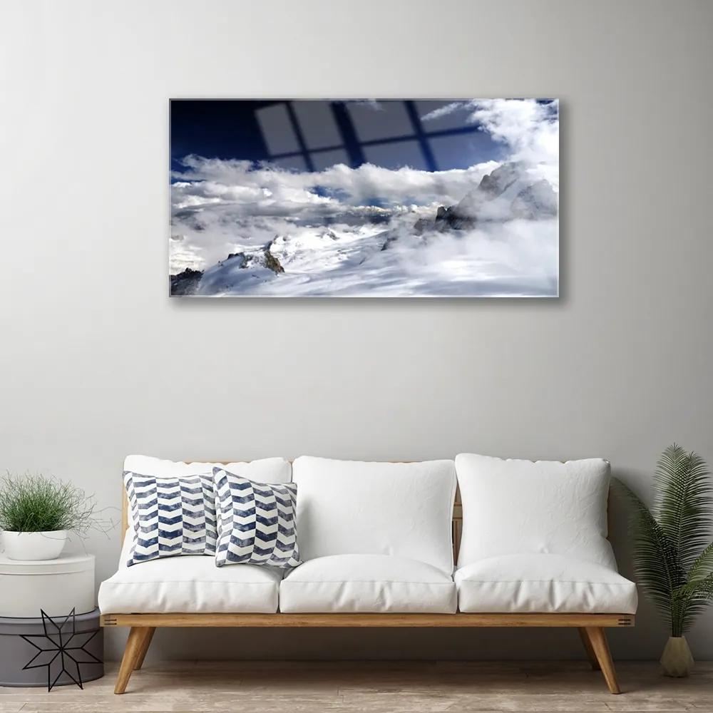 Obraz na skle Hora Mraky Krajina 100x50 cm