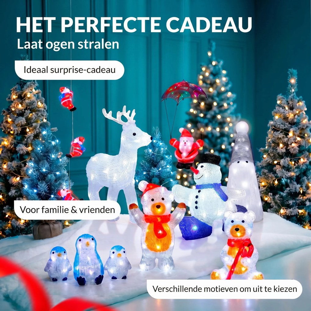 LED akryl figurka Vánoce Teddy stojící