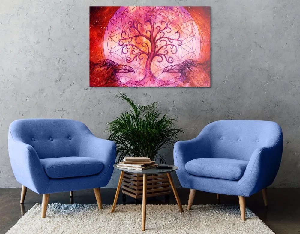 Obraz magický strom života v pastelovém provedení - 120x80 cm