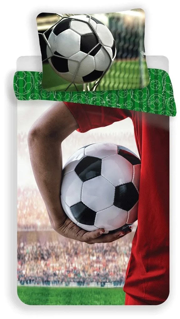 Jerry Fabrics Dětské bavlněné povlečení Fotbalista s míčem, 140 x 200 cm, 70 x 90 cm