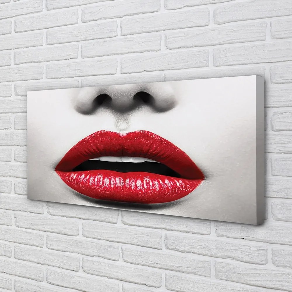 Obrazy na plátně Červené rty nos žena 100x50 cm