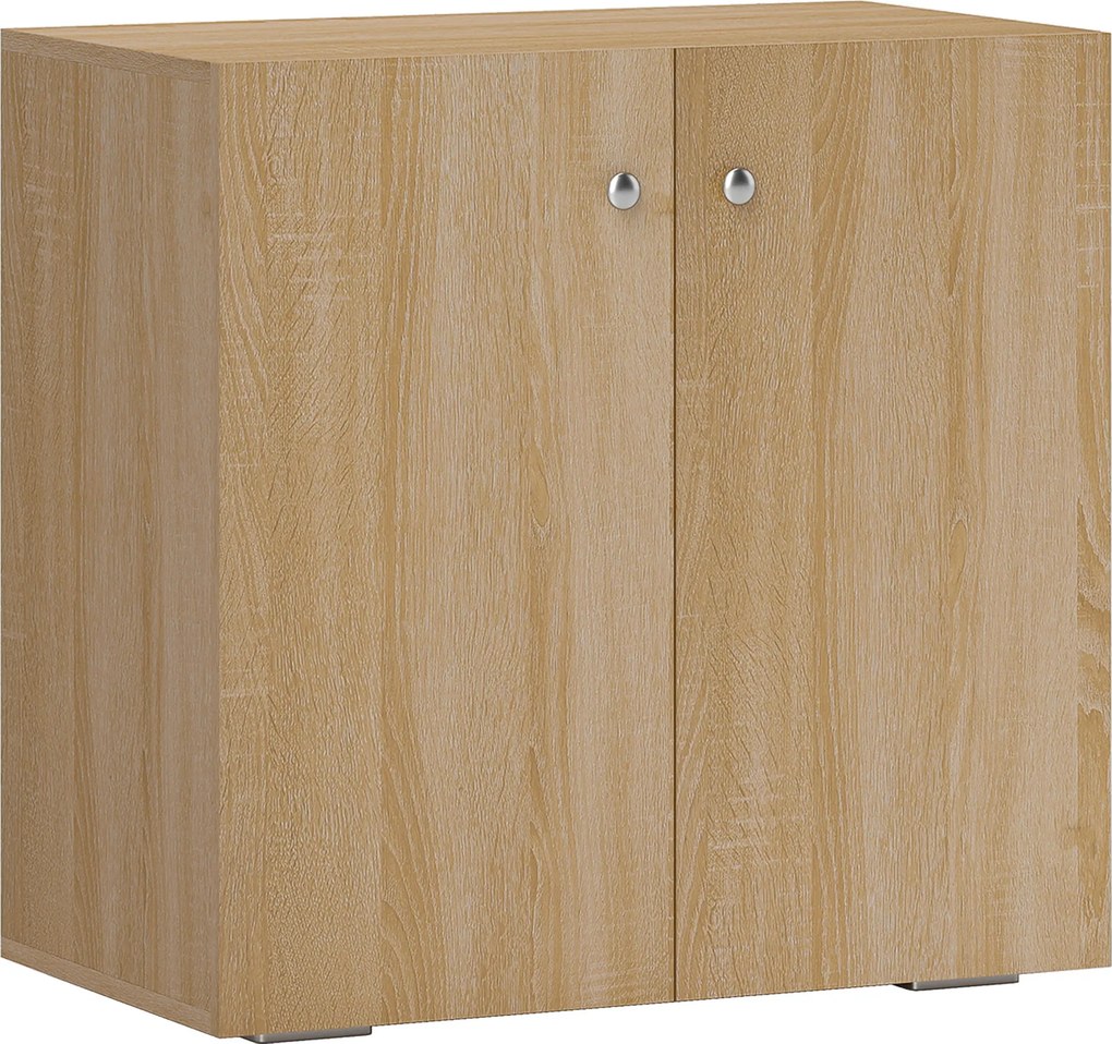 HOMCOM Skříňka do obývacího pokoje s 2 dvířky, úložná skříň s 2 policemi na knihy, oblečení a hračky, moderní styl 70x39x70 cm, přírodní dřevo