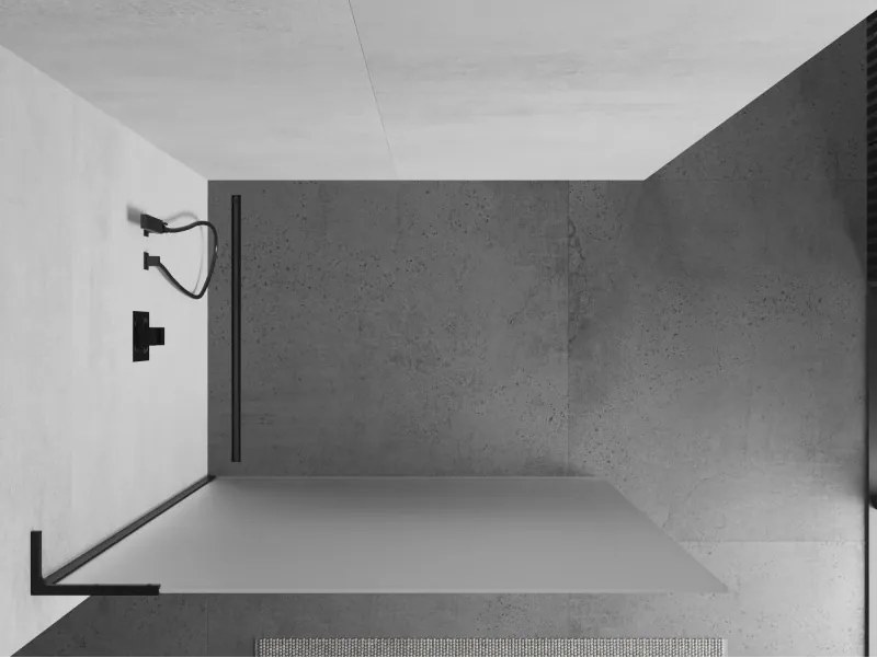 Mexen Kioto L, sprchová zástěna Walk-In 120 x 200 cm, 8mm sklo námraza, černý profil, 800-120-103-70-30