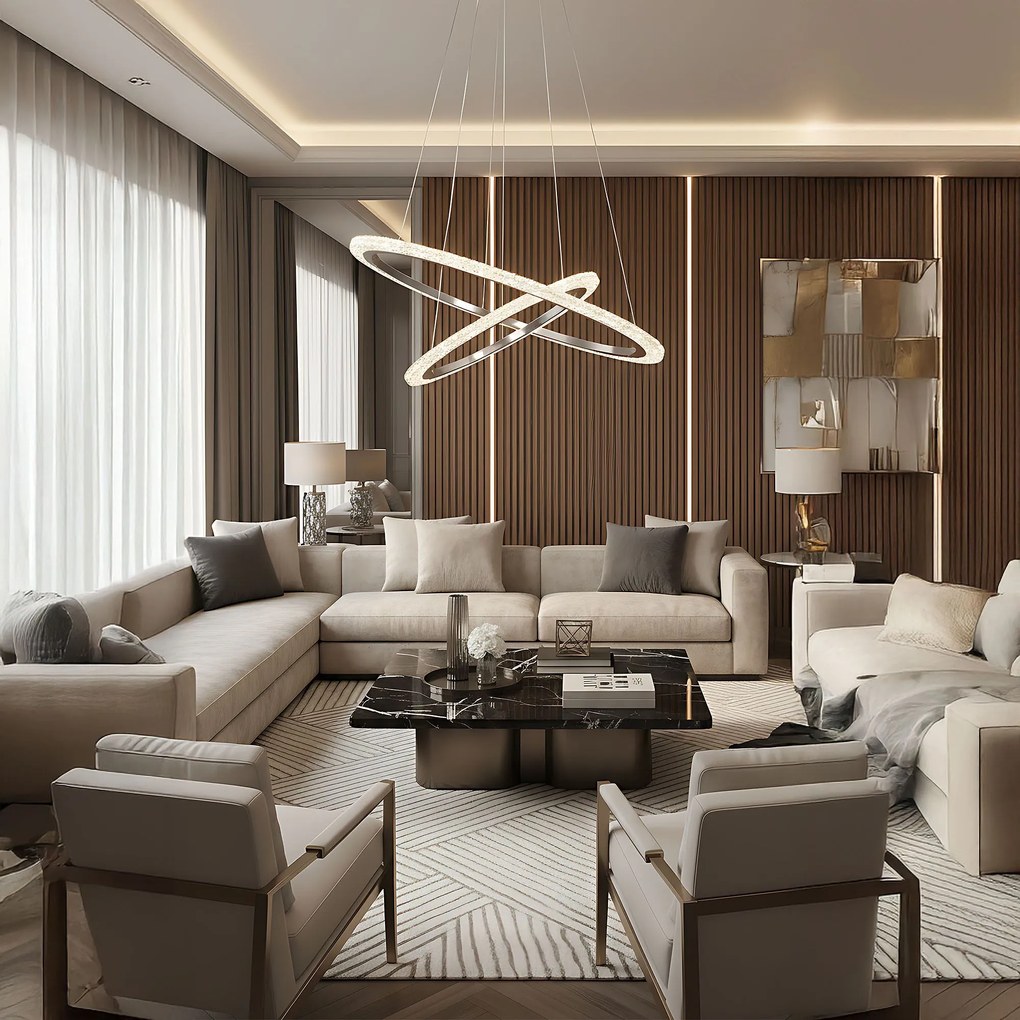 Toolight Toolight, LED závěsné osvětlení 60cm, 38W, 3500lm + dálkové ovládání, LHJ045-CP2, broušená ocel, OSW-50050