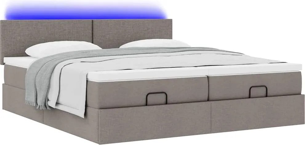 Osmanský rám postele s matrací taupe 180x200cm textil 3312826