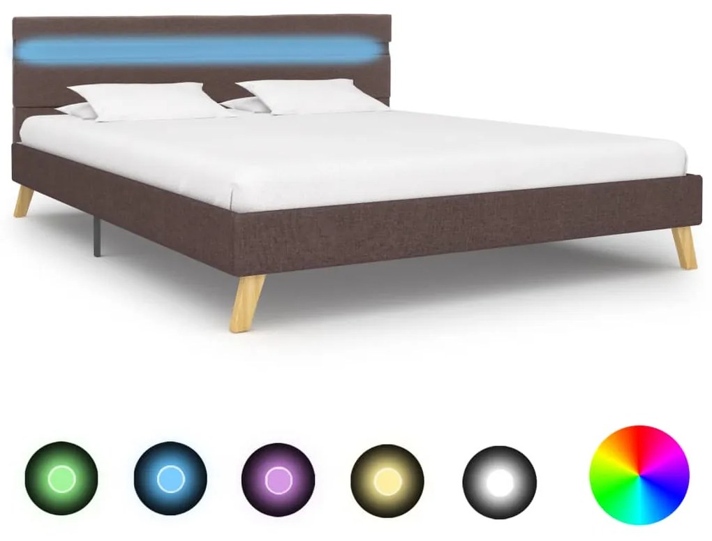 284868 vidaXL Rám postele s LED světlem taupe textil 160 x 200 cm
