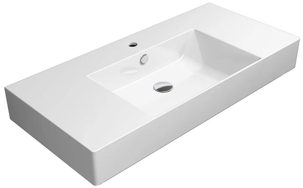 GSI KUBE X keramické umyvadlo 100 x 47 cm s odkládacími plochami s přepadem Extra Glaze bílá 9451111