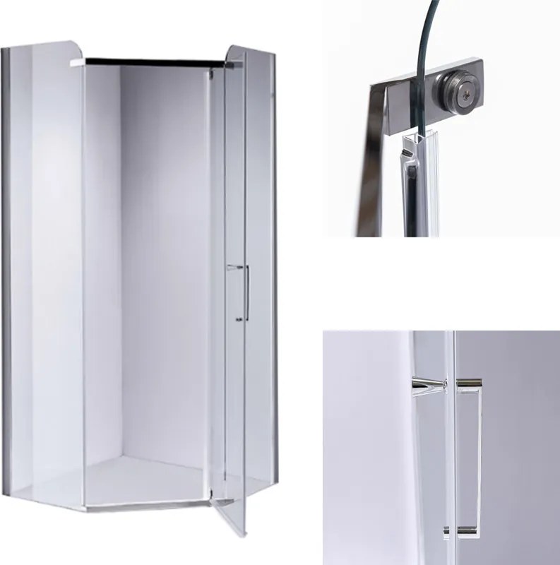 BPS-koupelny Pětiúhelníkový sprchový kout KZ91B 90x90 chrom/transparent - bez vaničky