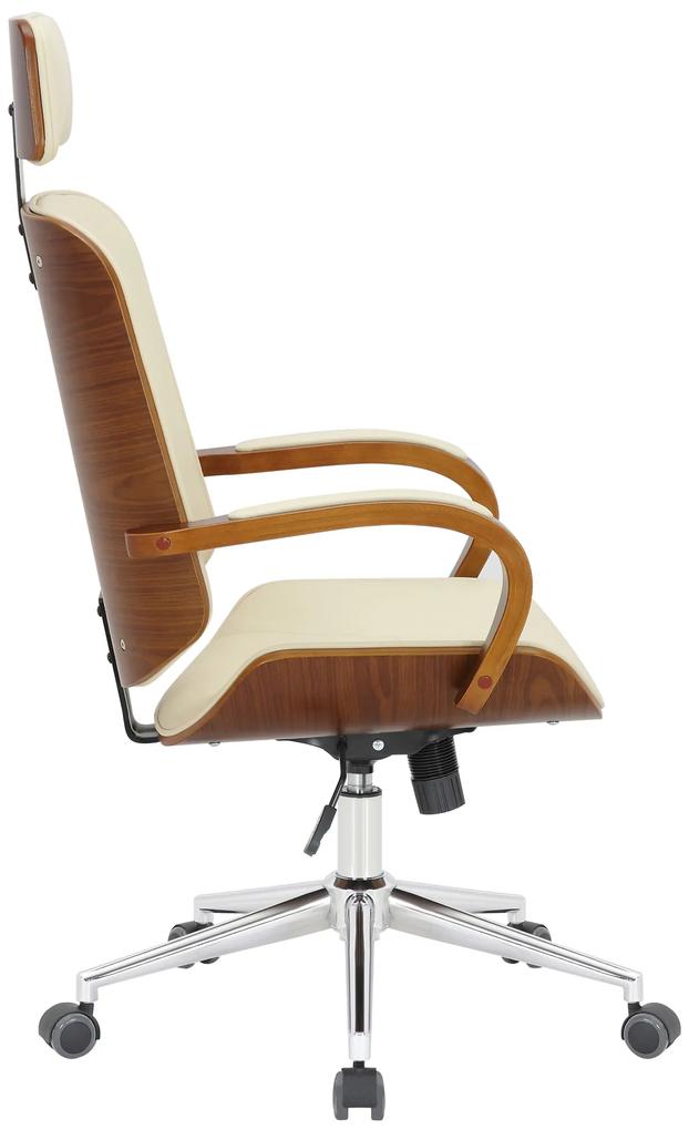 Kancelářská židle Lindsell - ohýbané dřevo a umělá kůže | ořech a krémová