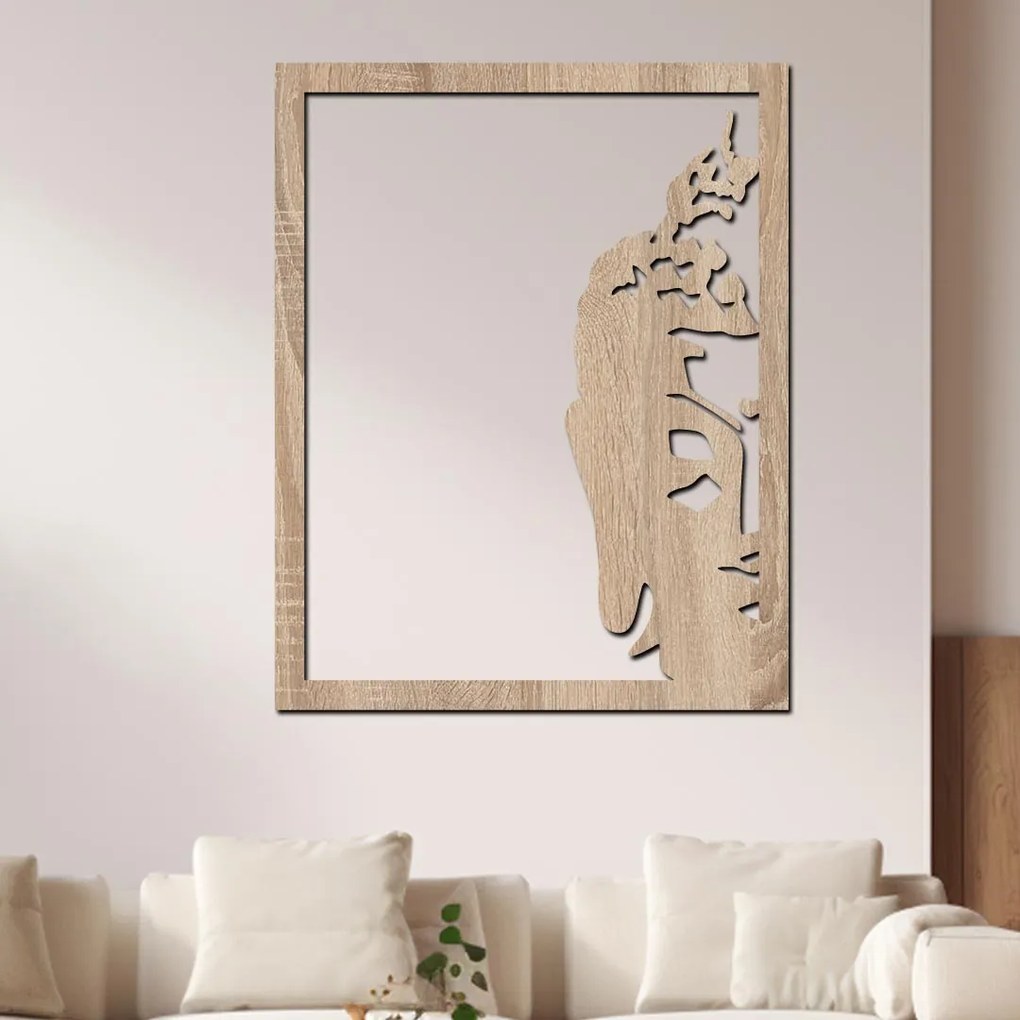 dřevo života Dřevěná dekorace BUDHA BALI Zvolte rozměr (cm): 48x60, Zvolte barvu dekoru: Bílá