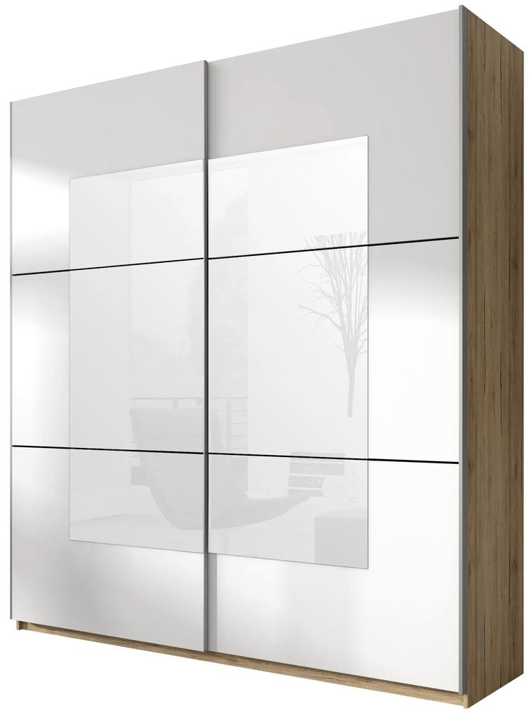 Šatní skříň Benson Typ 56 (san remo světlý + bílá + zrcadlo). 602076