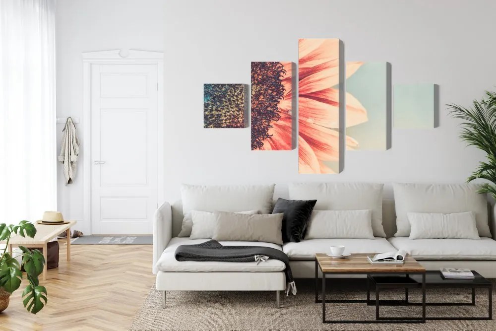 Vícedílný obraz Kvetoucí Slunečnice V Makro Měřítku Nedostatek Nedostatek Plátno Canvas 250x150