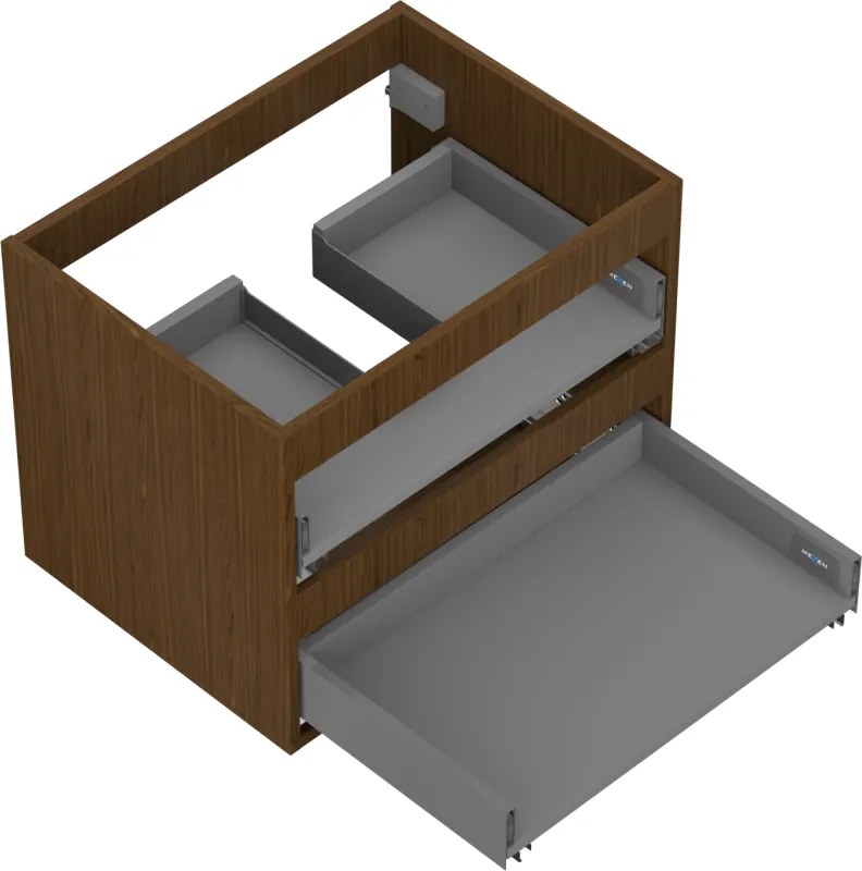 Mexen Box-A, závěsná skříňka 60 cm, 2 zásuvky, ořech, 91AX0-0600-470-2-86