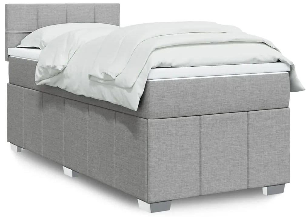 Box spring postel s matrací světle šedá 80 x 200 cm textil 3289195