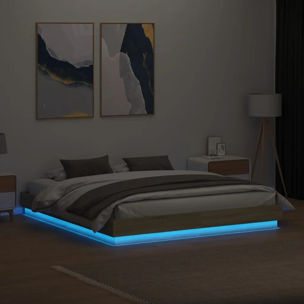 Rám postele s LED osvětlením dub sonoma 200 x 200 cm 3209767