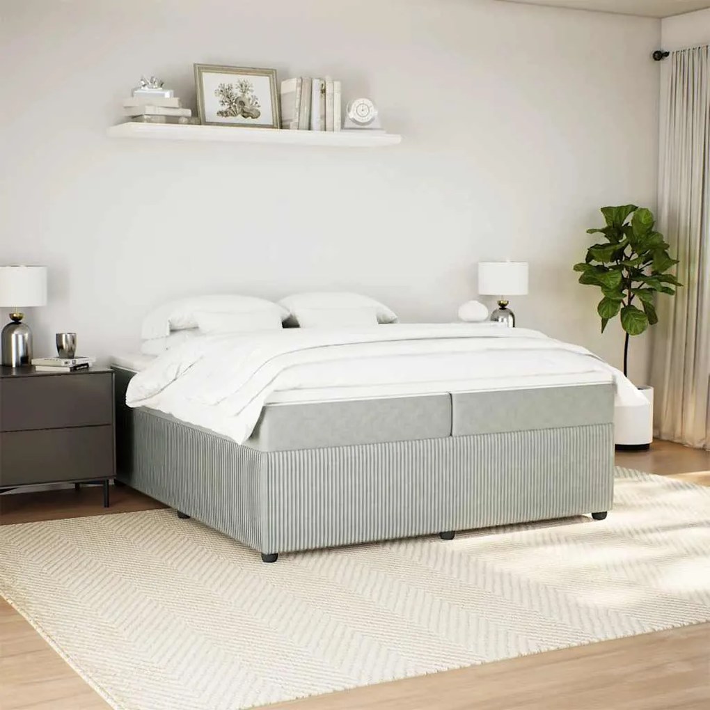 Box spring postel s matrací světle šedá 200x200 cm samet 3285662