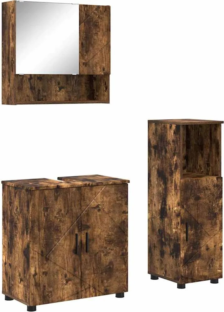 Sada koupelnového nábytku 3 ks Kouřový dub 61 x 35 x 64 cm 3392948