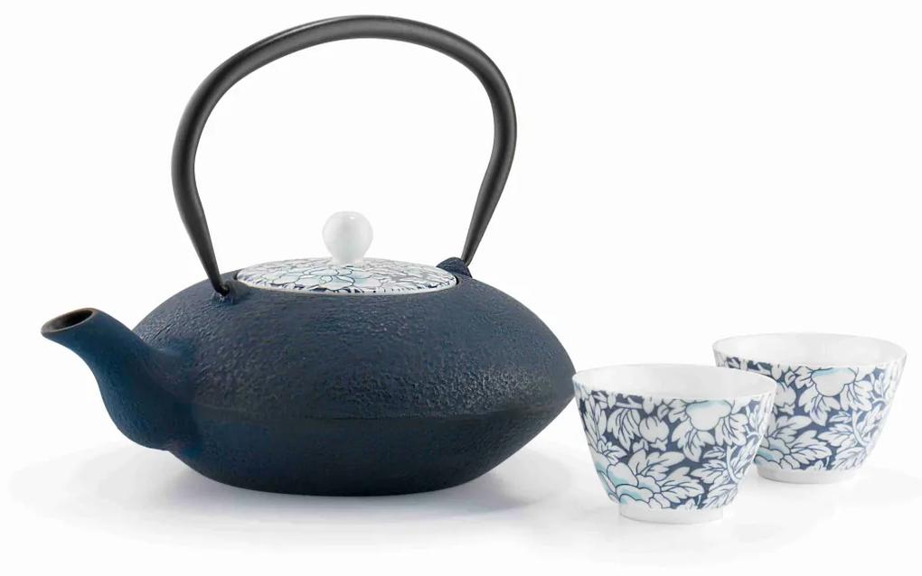 Bredemeijer Litinová konvičkana čaj Yantai s porcelánovým víkem, 1,2L, dark blue